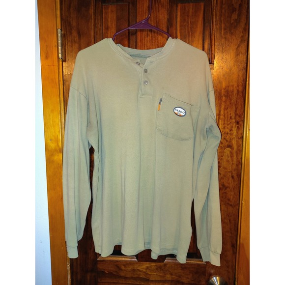 Rasco | Shirts | Rasco Fr Flame Resistant Khaki Henley Long Sleeve Work ...